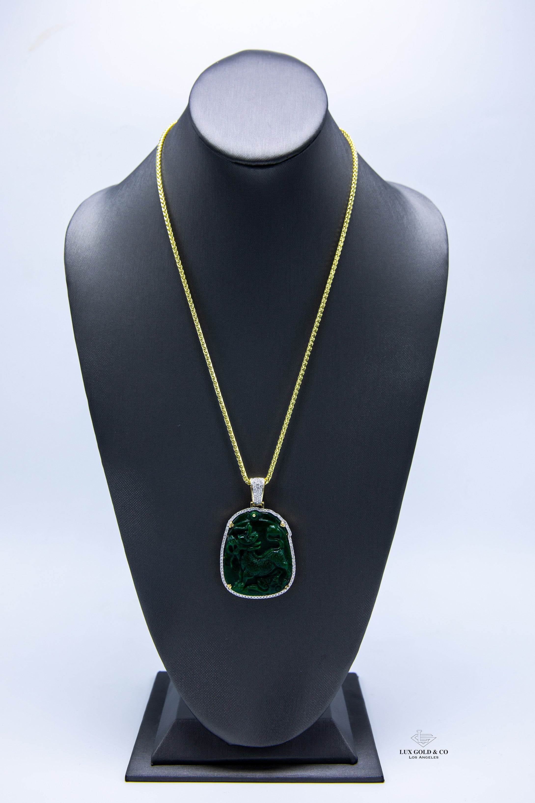 Green Jade Diamond Pendant W/Chain – LuxGold & Co Inc